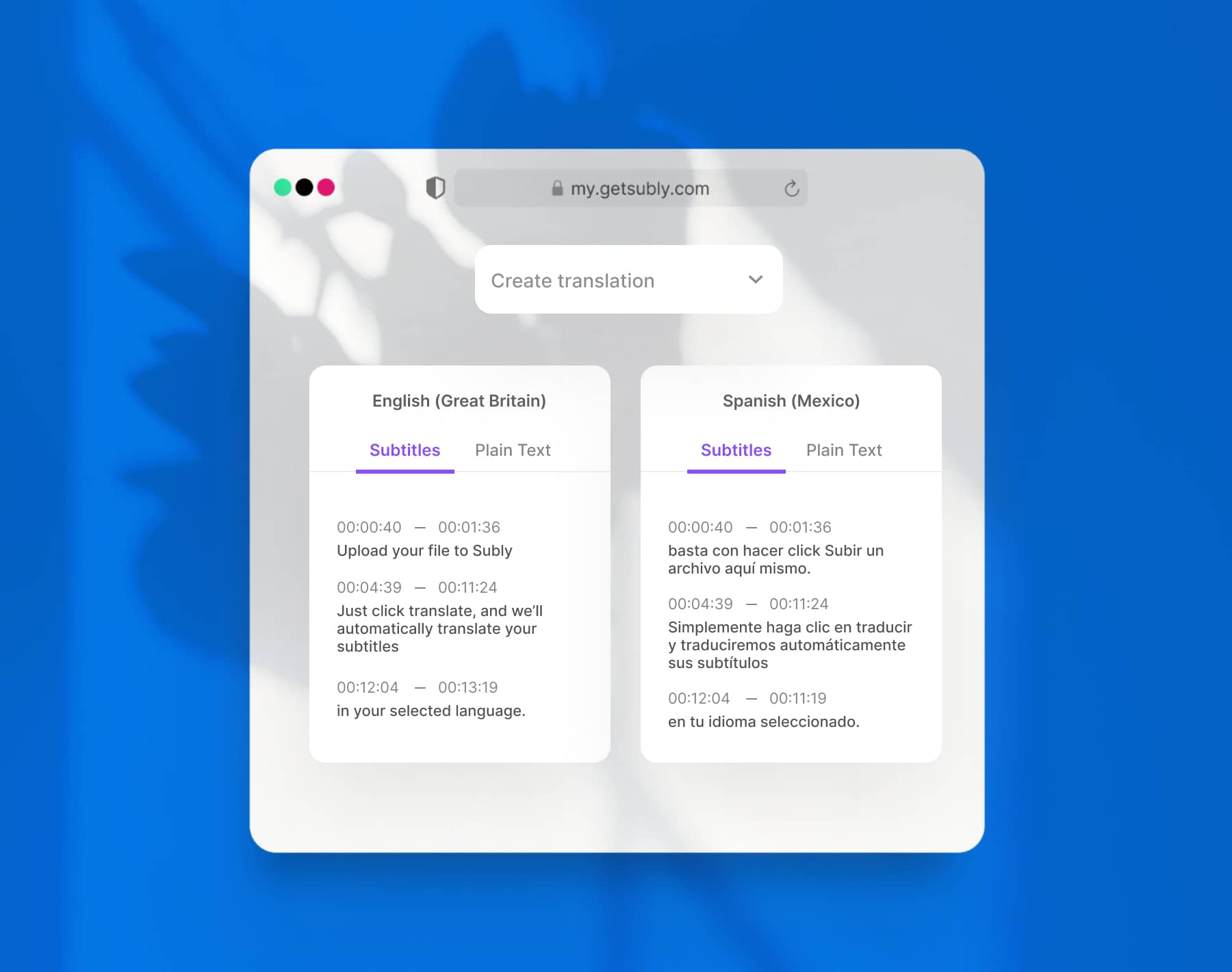 Online AI Subtitle Translator & Editor - 70+ Languages - Subly